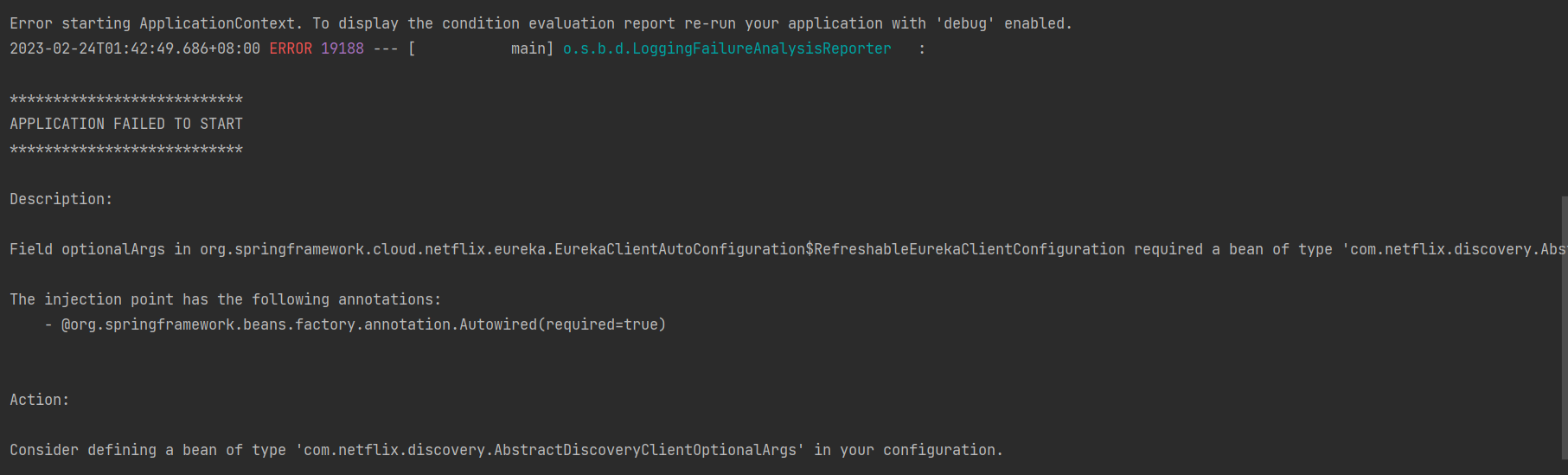 Failed To Start Bean Eurekaautoserviceregistration；‘flix Discovery