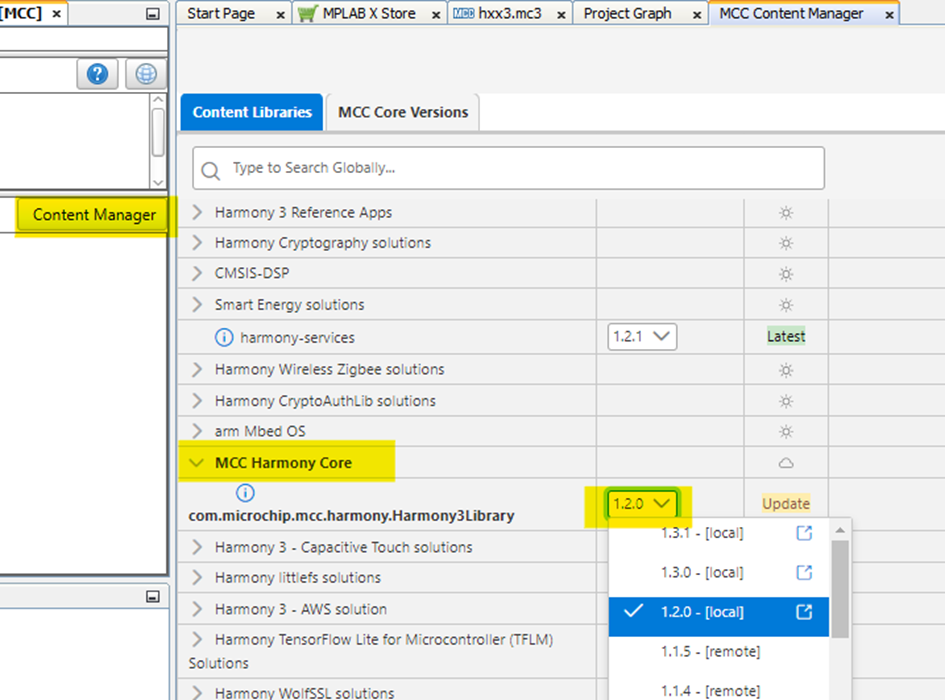 ICEE-Microchip-MPLAB X IDE-MCC Plugin + MCC Core + MHC(MCC Harmony Core) versions and ...
