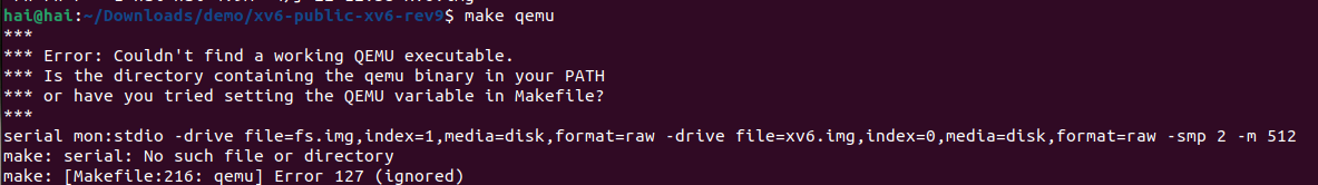 《操作系统原型--xv6分析与实验》第一章：qemu启动xv6问题记录 - Season_hai - 博客园