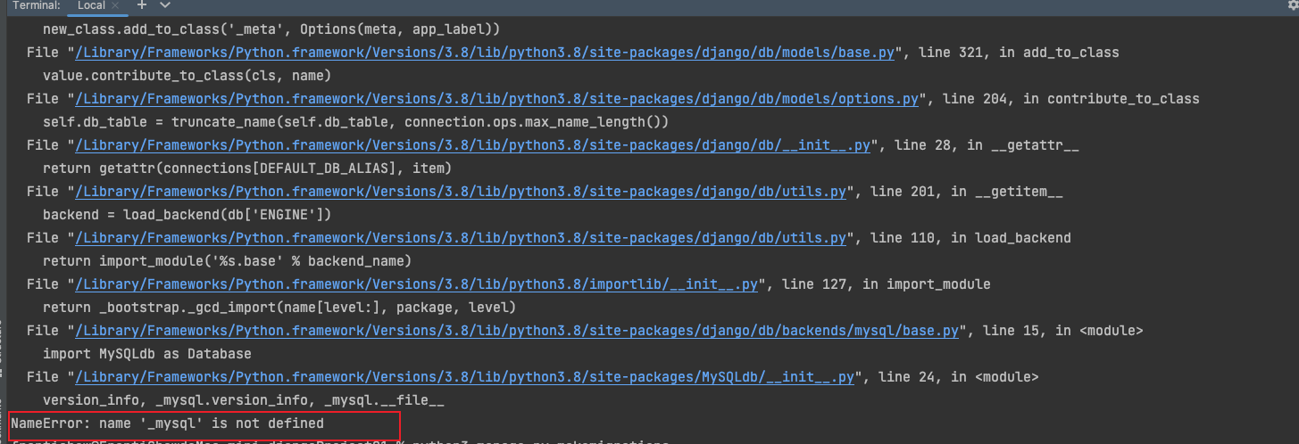 Mac-pycharm执行python3 manage.py makemigrations报错处理 - FrantiChow - 博客园