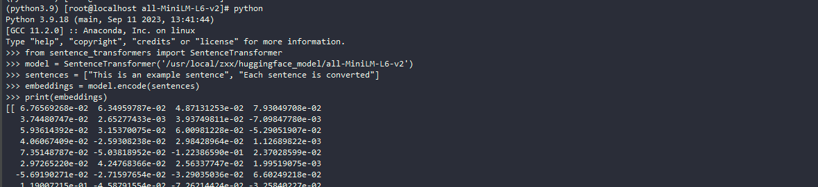 Linux环境下sentence-transformers 之 all-MiniLM-L6-v2模型安装与使用 - 佐佐木绯世 - 博客园