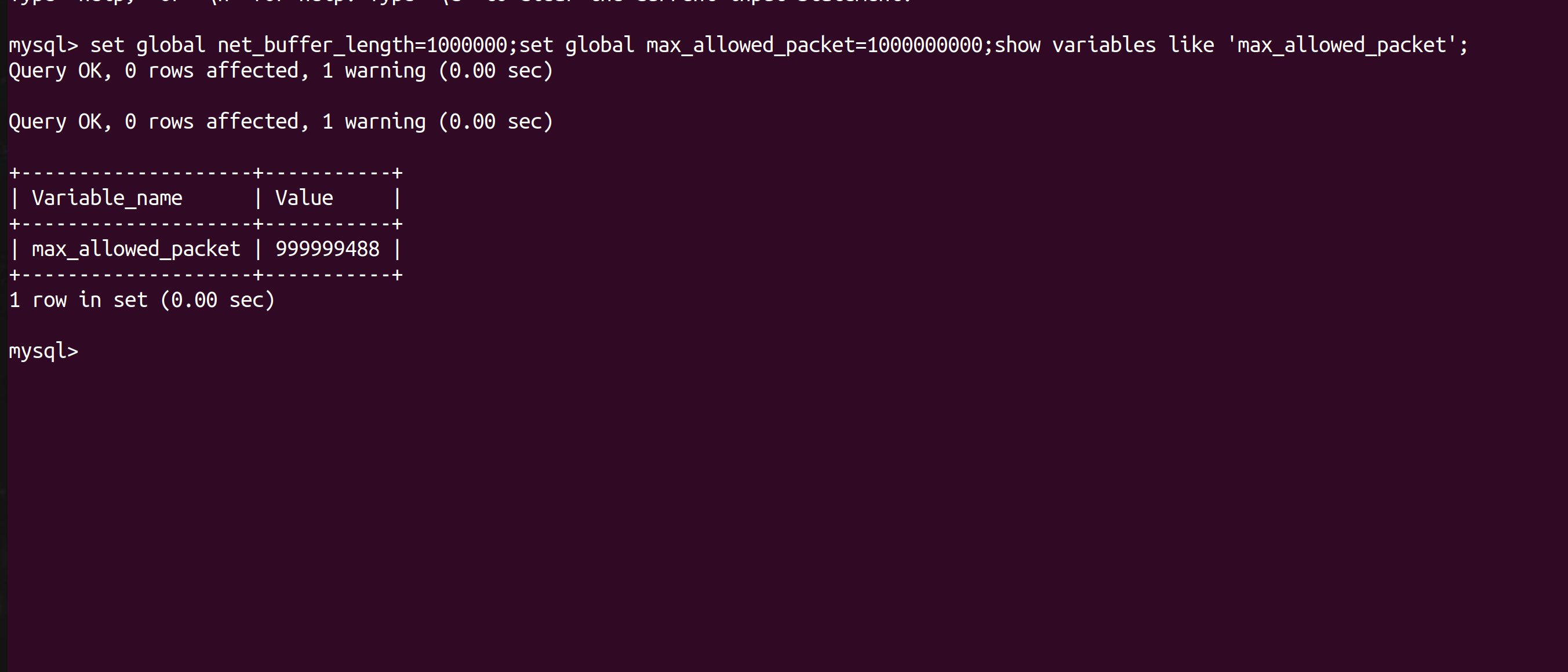 Got A Packet Bigger Than max allowed packet Bytes cpp Mysql Insert